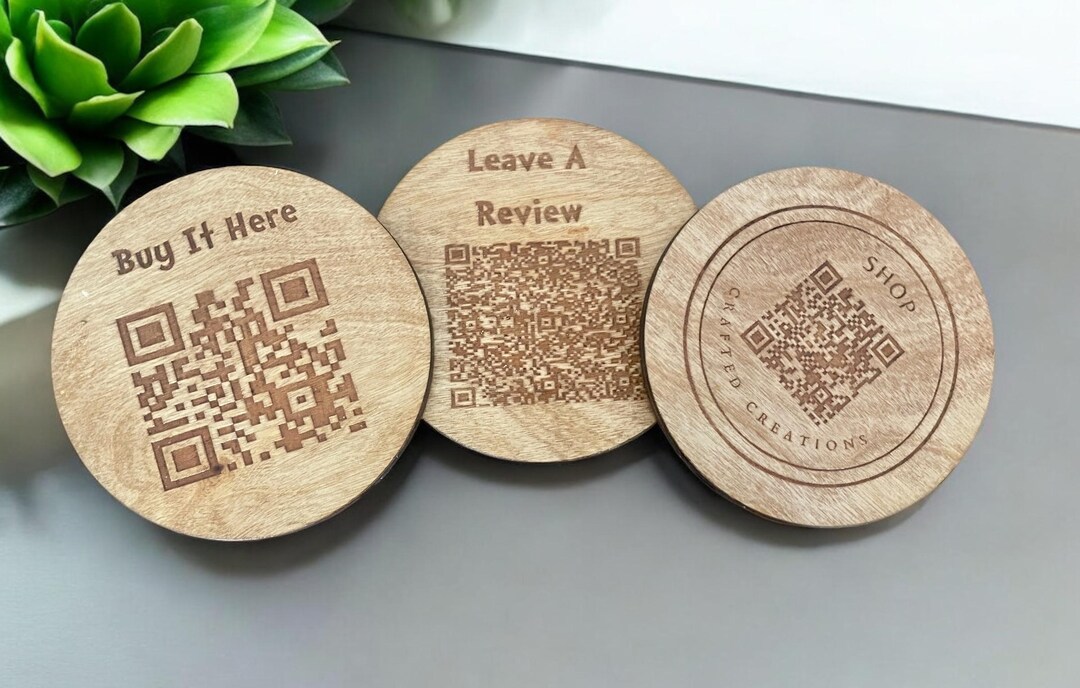 Custom Wooden Marketing Coasters With QR Codes and Logos Promotional ...