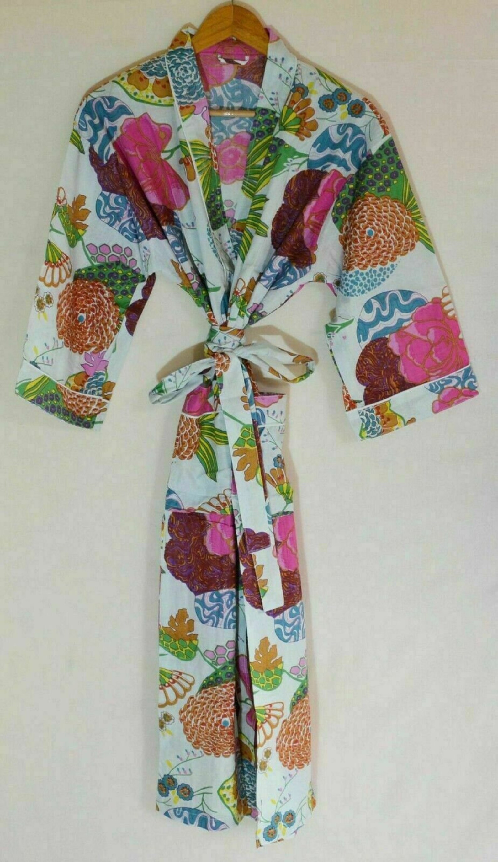 Cotton Kimono Robes, Floral Print Kimono, Soft and Comfortable Bath ...