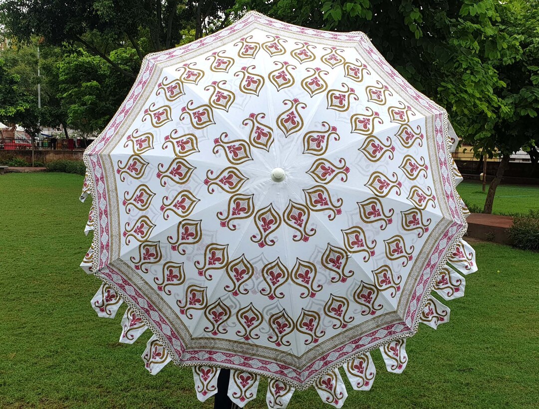 Hand Block Floral Tree Design Art Garden Umbrella, Wedding Decor ...