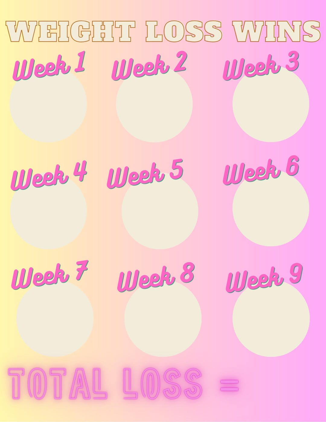 9 Week Weight Loss Progress Tracker - Etsy