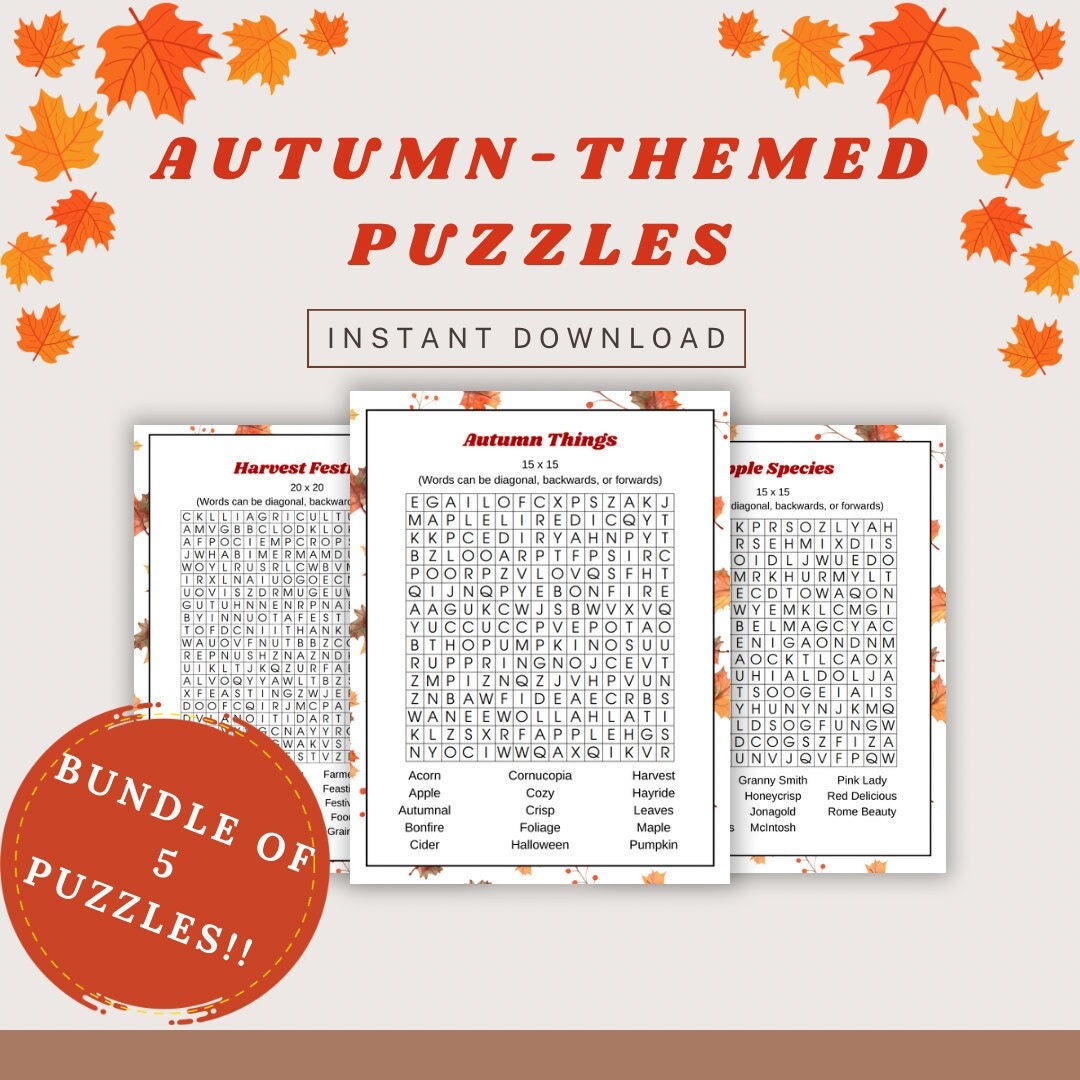 Cozy Autumn Word Search - Etsy
