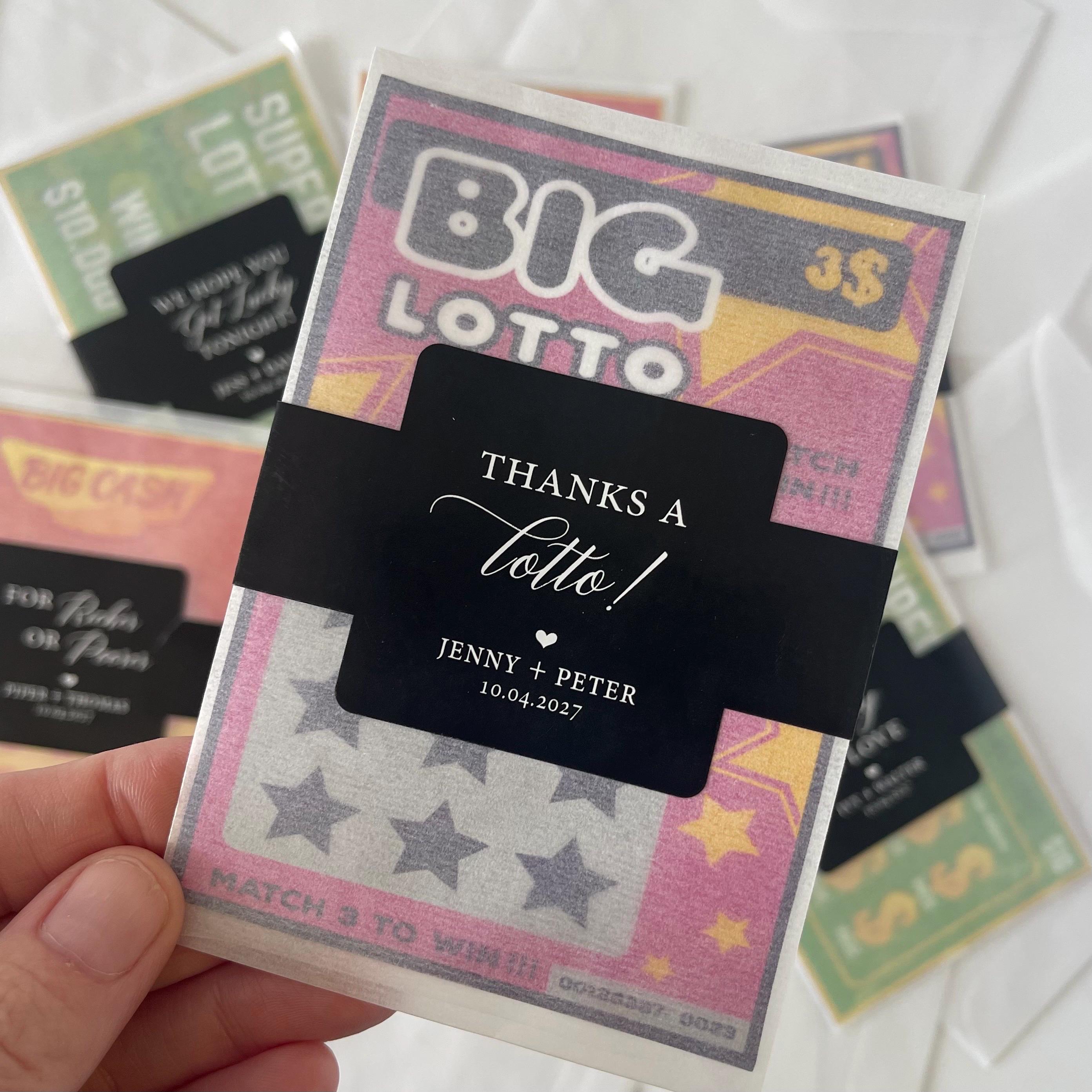 Lottery Ticket Favor - Lottery Wedding Favor - Stickers Plus Envelope ...