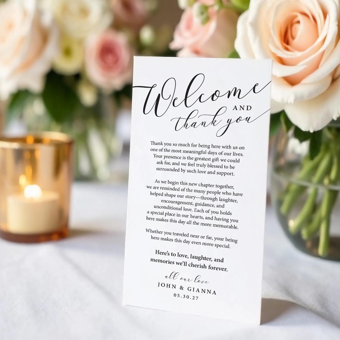 PRINTED Table Thank You Card - Wedding Thank You Card - Personalized ...