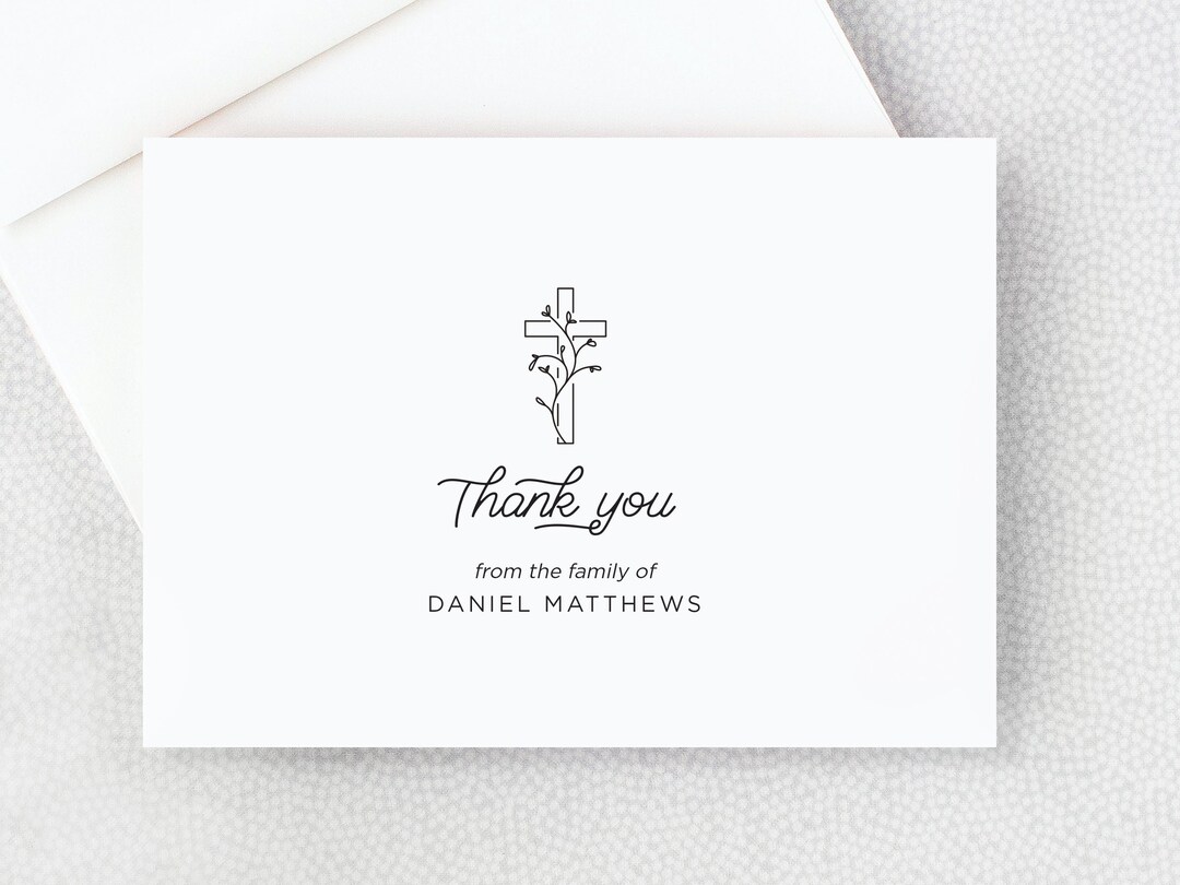 In Memory Thank You Card Memorial Thank You Card From the Family of ...