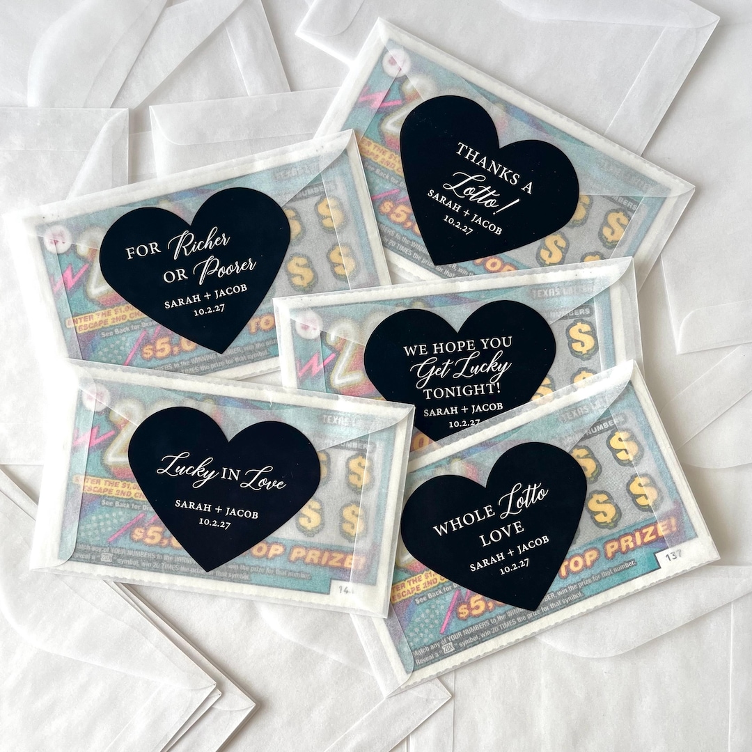Lottery Ticket Favor - Lottery Wedding Favor - Stickers Plus Envelope ...