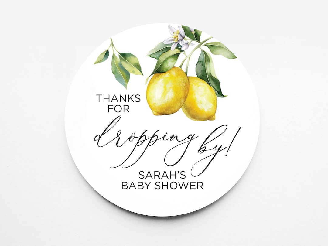Lemon Drop Favor Sticker - Thanks for Dropping by Favor Sticker - Lemon ...