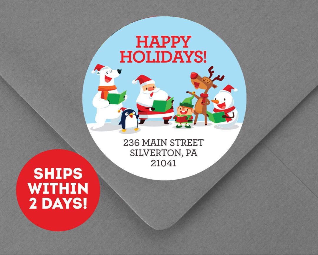 Holiday Address Label Holiday Address Sticker Holiday - Etsy