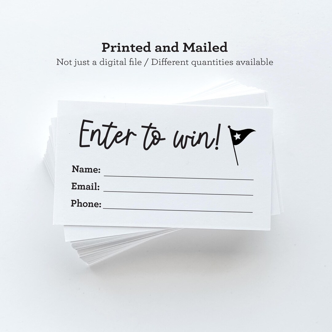 Enter to Win Ticket - Card to Fill Out for Drawing - Raffle Tickets ...