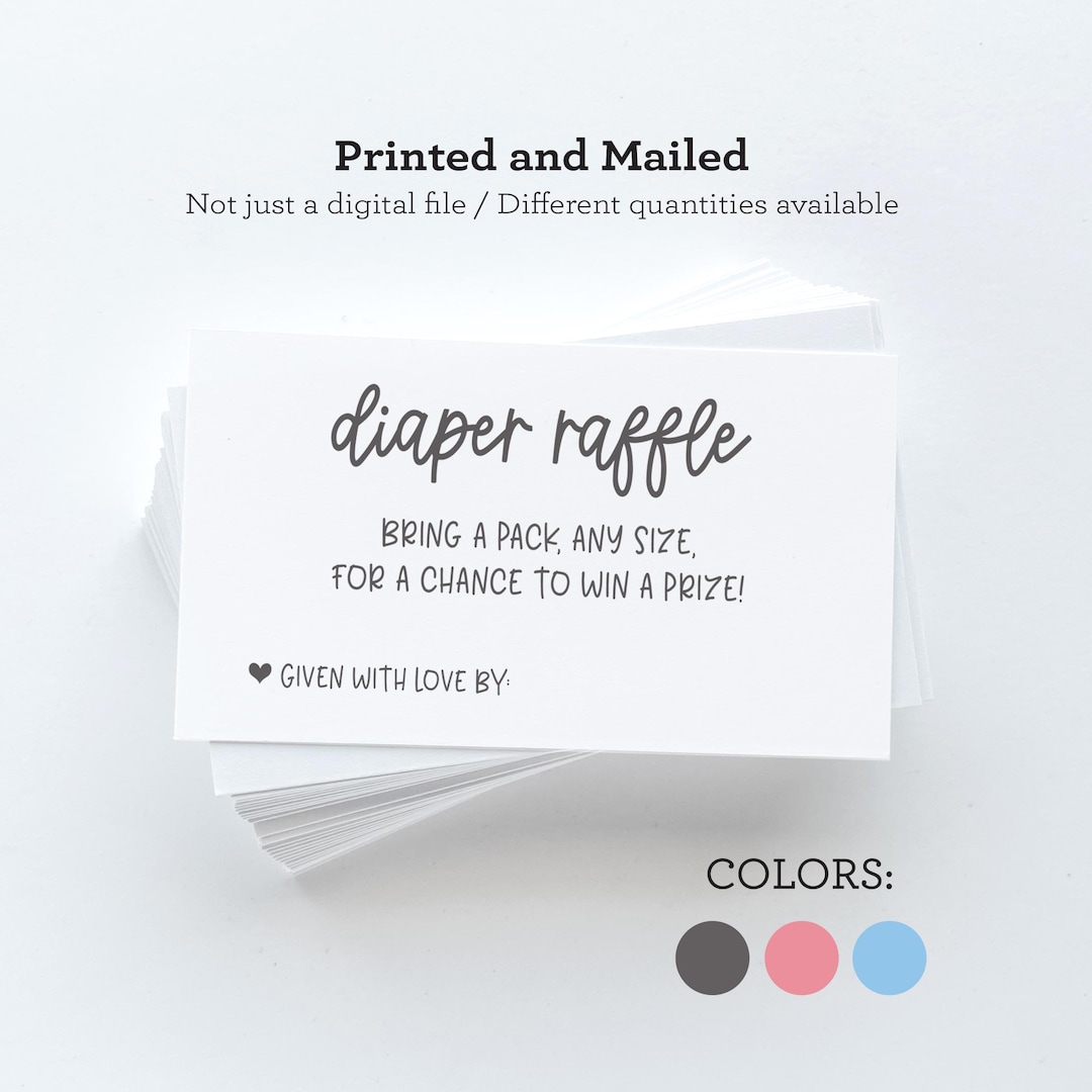 Diaper Raffle Ticket - Baby Shower Game Card for Diapers - Diaper ...