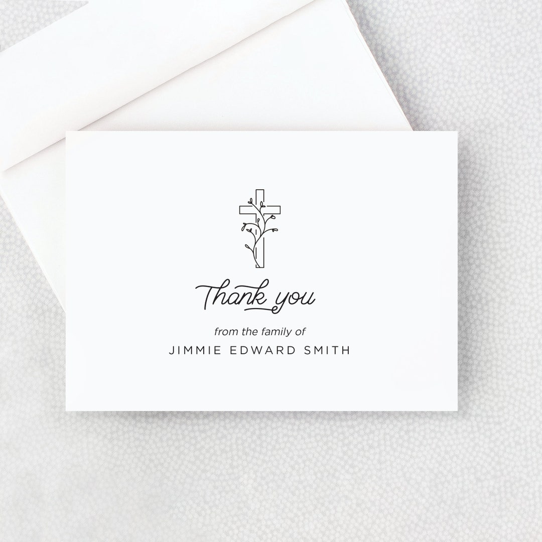 In Memory Thank You Card - Memorial Thank You Card - From the Family of ...