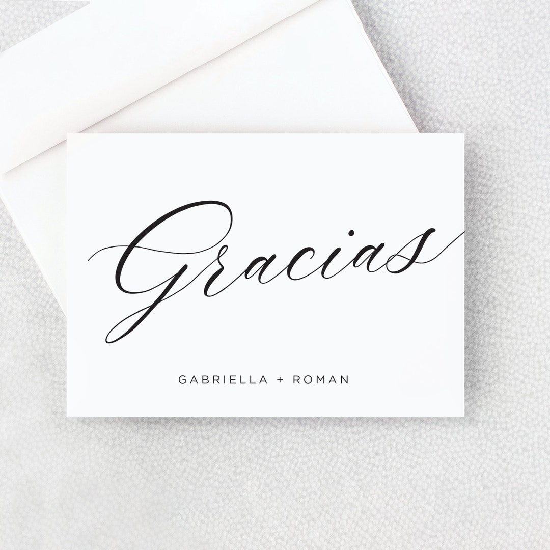 Gracias Card - Personalized Folded Thank You Card With Envelopes ...