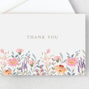 Thank You Card - Wildflowers - Folded Thank You Note - Blank Inside ...