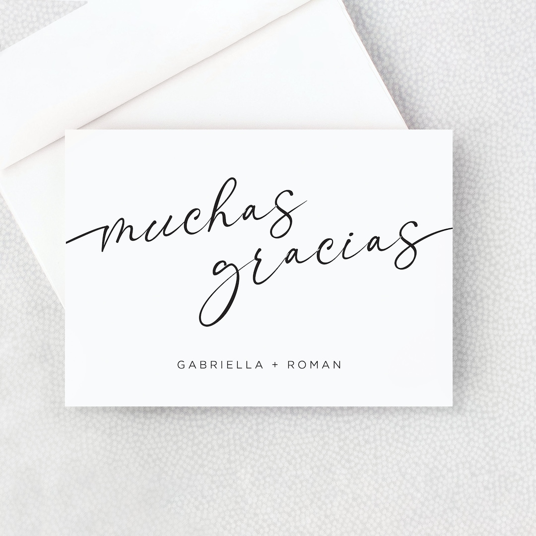 Muchas Gracias Card - Personalized Folded Thank You Card With Envelopes ...