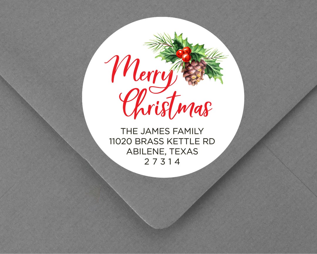 Merry Christmas Address Label - Christmas Address Sticker - Christmas ...