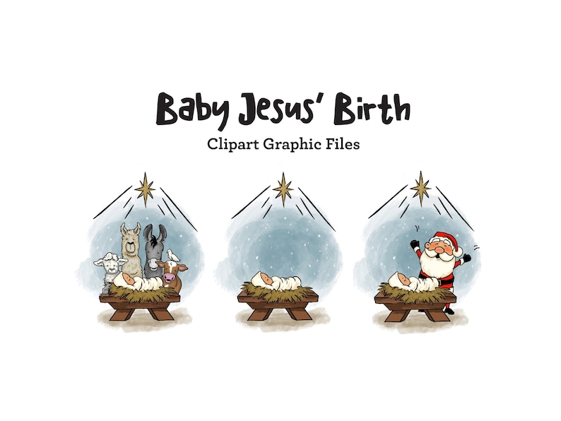 Jesus Birth Clipart Illustrations Christian Christmas - Etsy