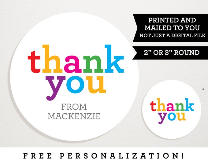 Thank You Stickers Round Thank You Labels Birthday Party - Etsy