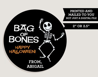 Halloween Stickers for Treat Bags - Skeleton Bones Treat Bag Labels ...