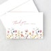 Thank You Card Wildflowers Folded Thank You Note Blank Inside With ...