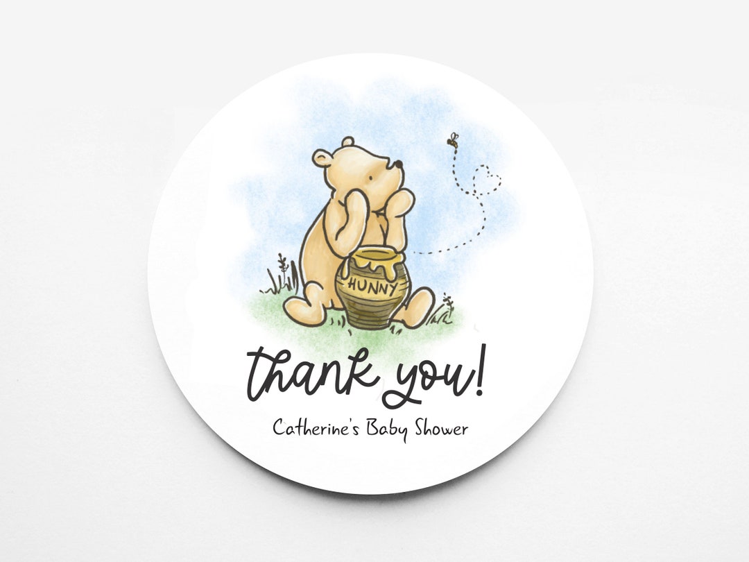 Classic Winnie the Pooh Favor Sticker - Thank You Sticker - Winnie the ...