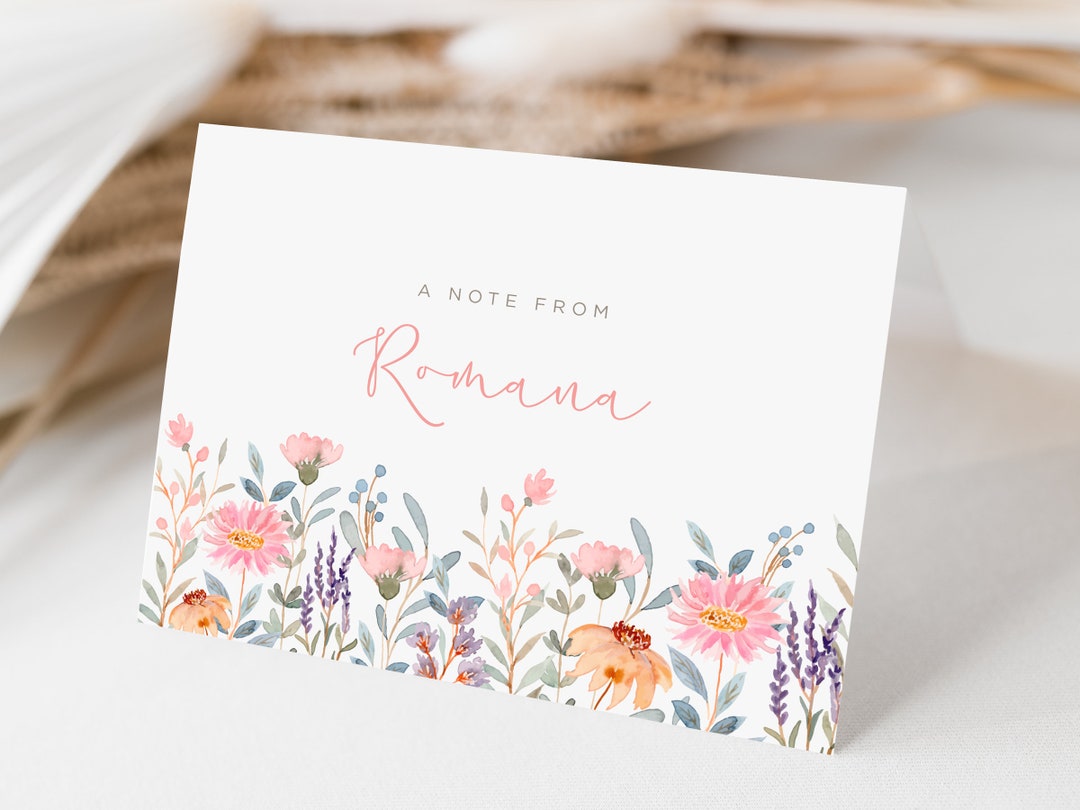 Personalized Notecards - Stationery With Flowers - Folded Note Cards ...