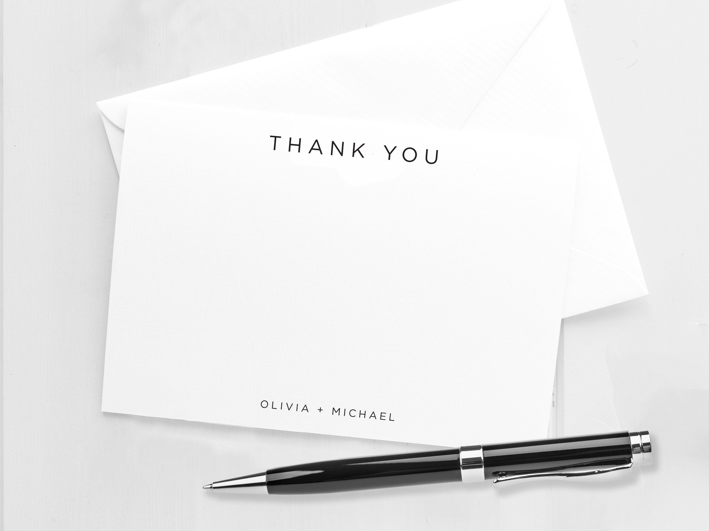 Thank You Card Personalized Flat Thank You Card With - Etsy
