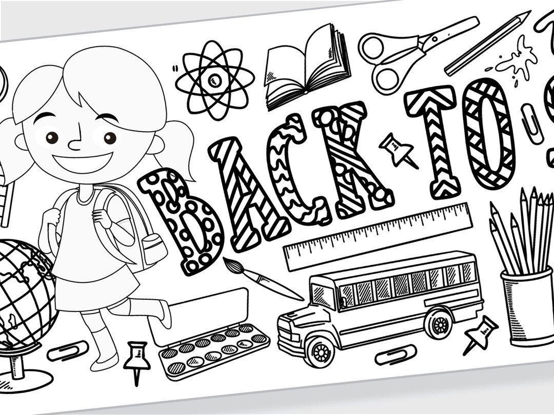 Back to School Giant Coloring Poster Coloring Banner for - Etsy