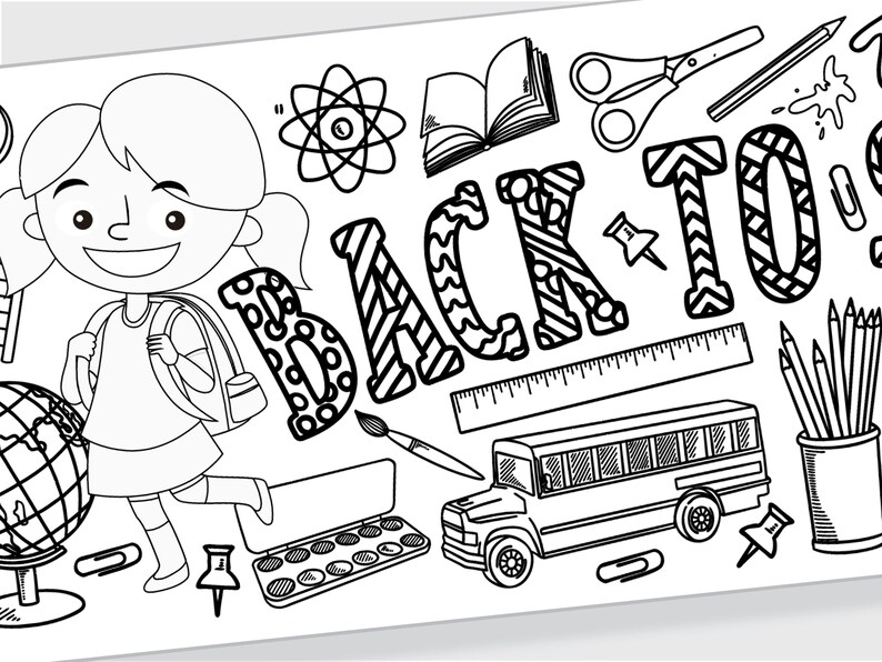 Giant Coloring Poster Back to School Coloring Page - Etsy