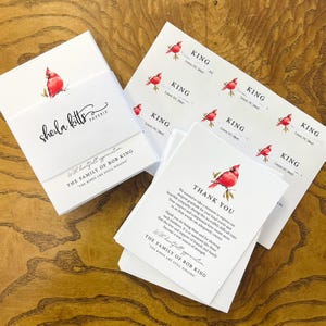 Sympathy Thank You Card With Cardinal - Personalized Flat Funeral Thank ...