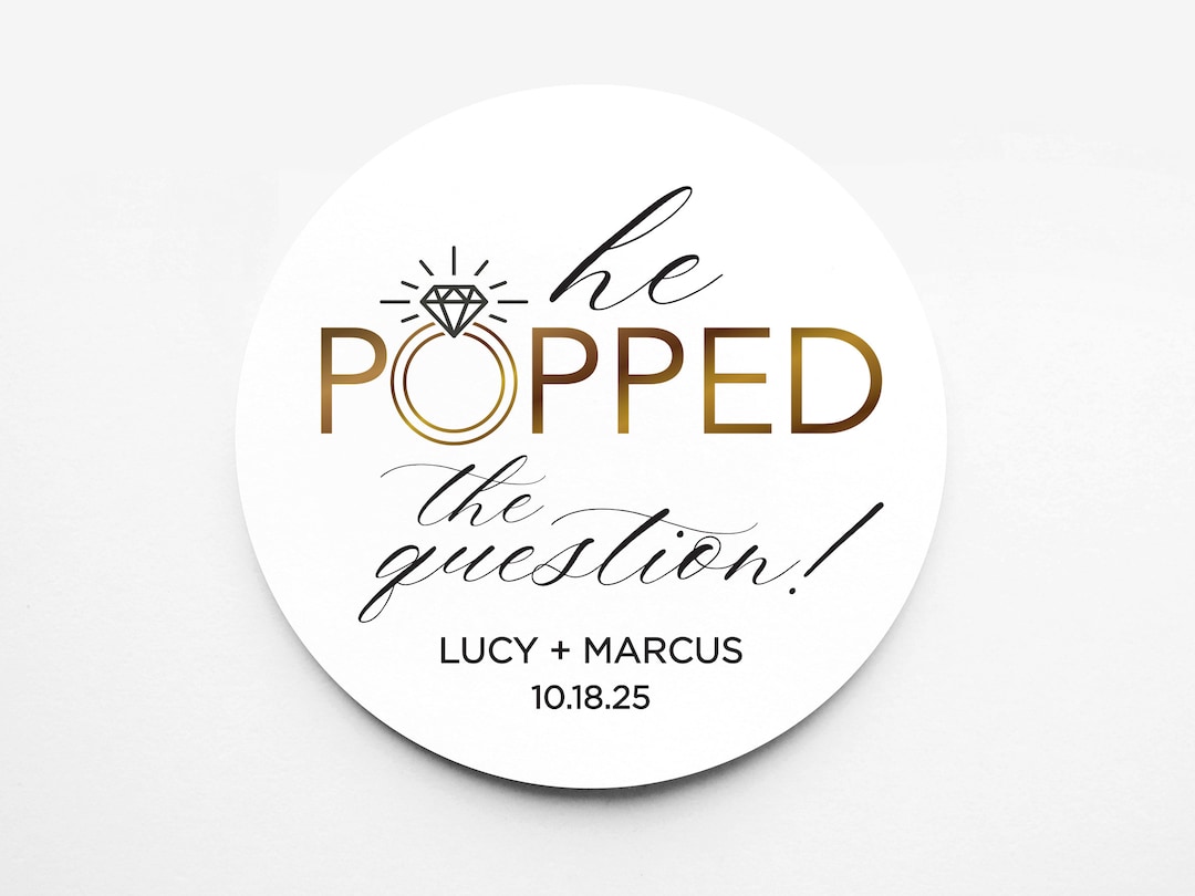 He Popped the Question Shower Favor Stickers - Popcorn Favor ...