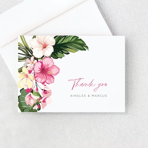 Tropical Thank You Card - Destination Wedding Thank You Card ...