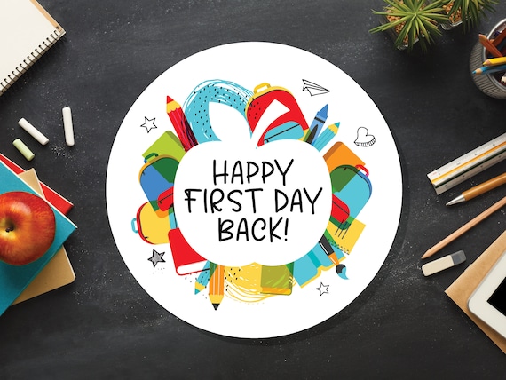 Back to School Stickers Happy First Day Back Stickers | Etsy