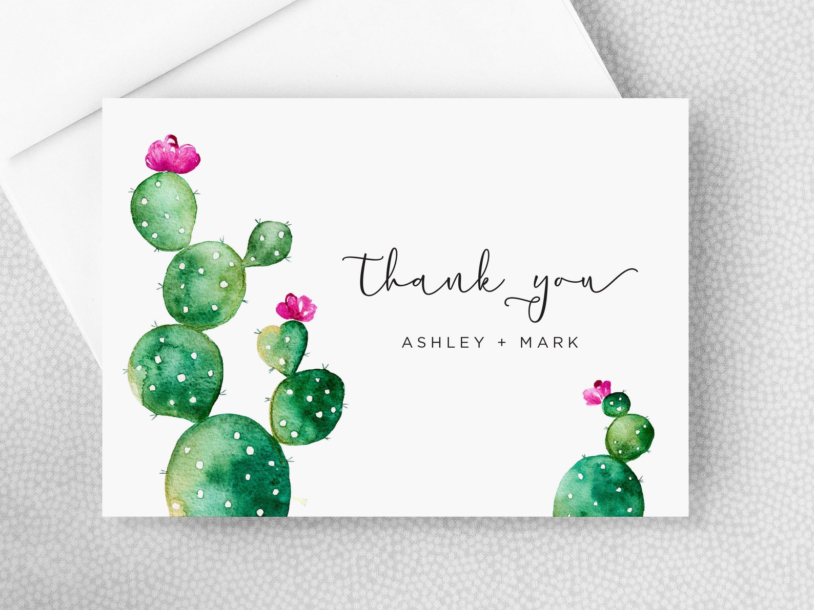 Cactus Thank You Card Thank You Card Personalized Folded - Etsy