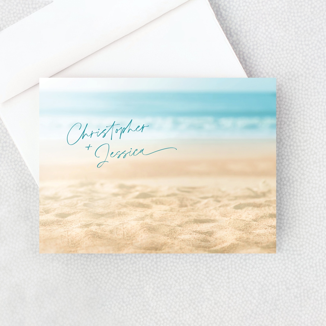 Beach Thank You Card - Destination Wedding Thank You Card ...