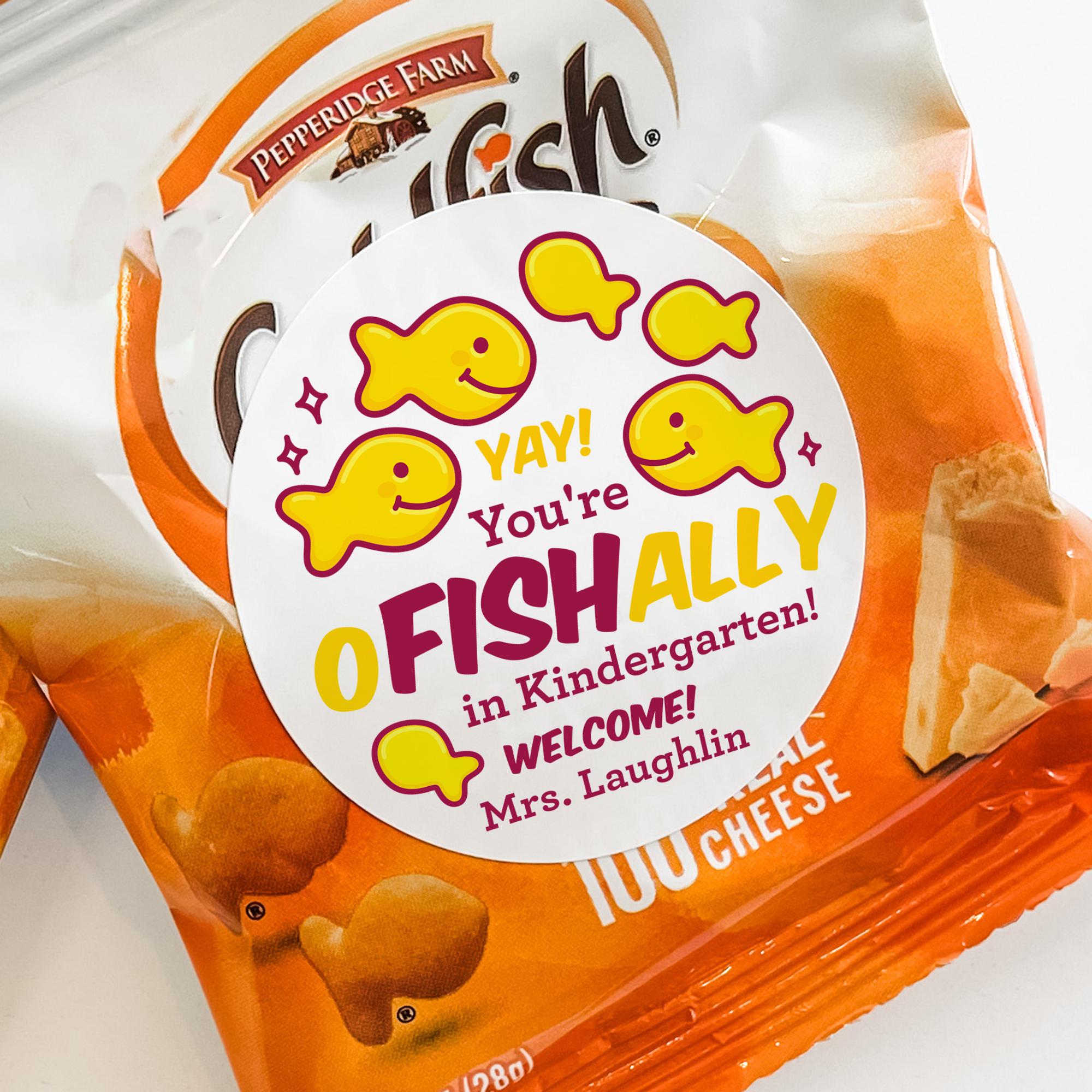 Ofishally in Kindergarten Sticker - Goldfish Cracker Sticker - Teacher ...