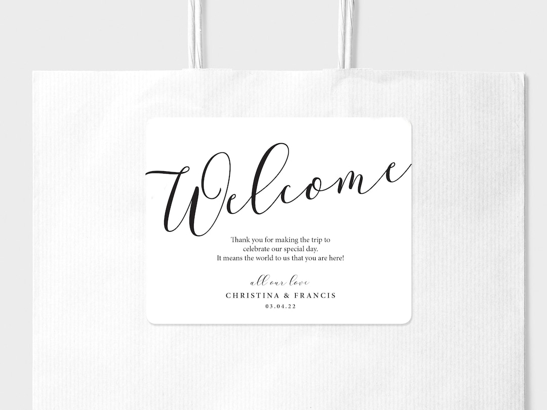 Wedding Welcome Bag Sticker - Welcome Bag for Hotel Guests Stickers ...