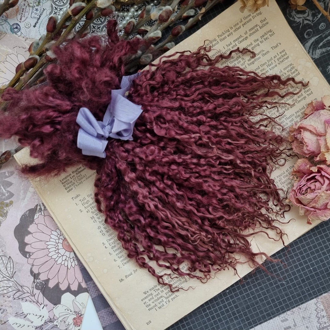 Teeswater Locks / 7-9’ in Length/ Color “rotten Cherry”/ Hand-dyed Soft ...