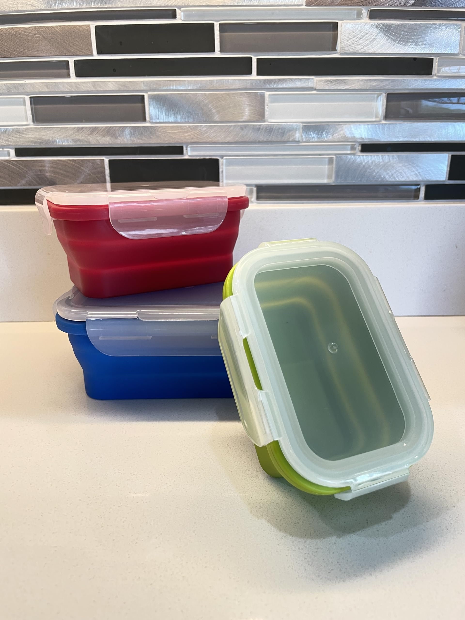 Collapsible Silicone Food Storage Container Combo Pack(3 Units) - Etsy