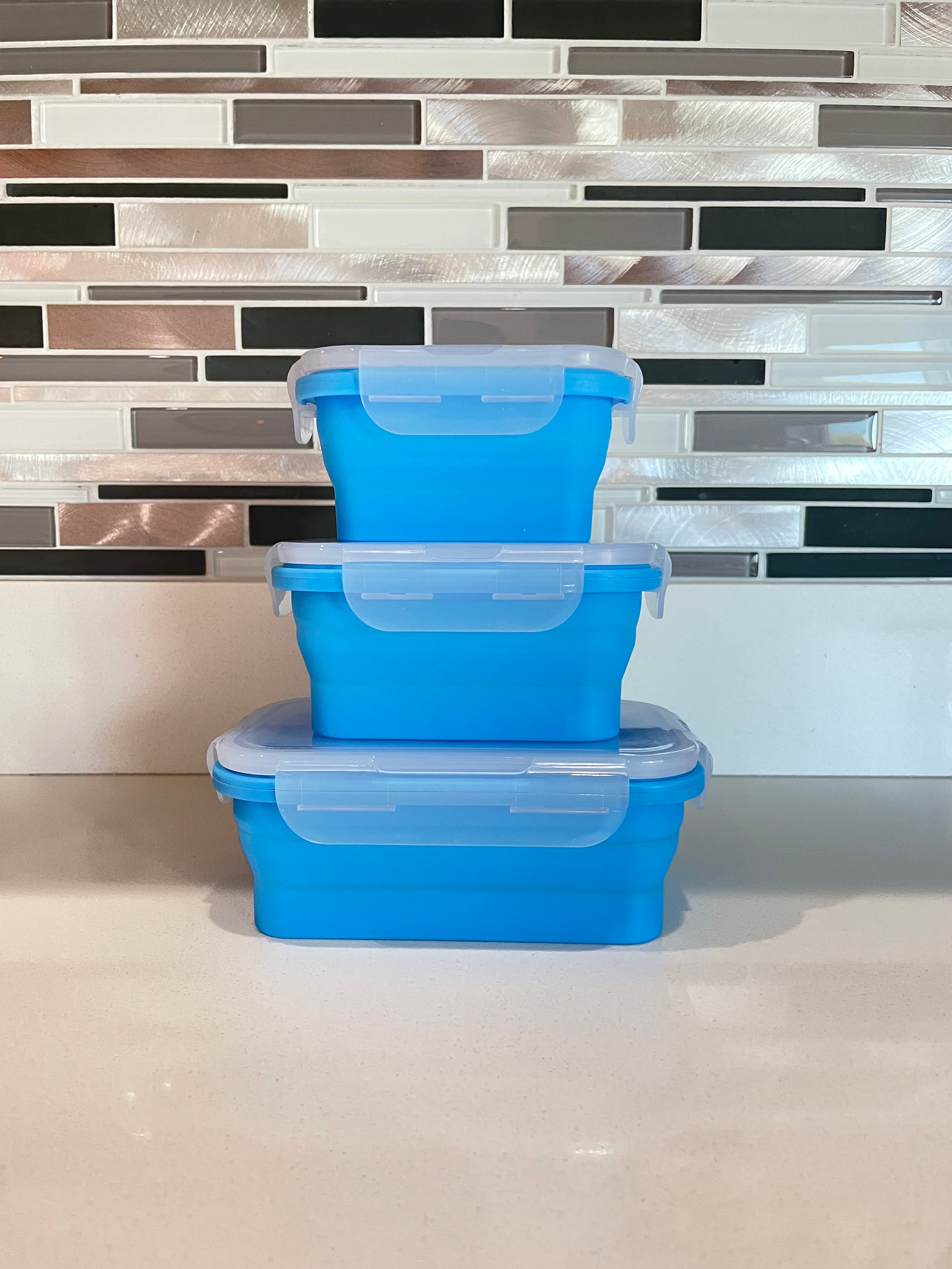 Collapsible Silicone Food Storage Container Combo Pack(3 Units) - Etsy