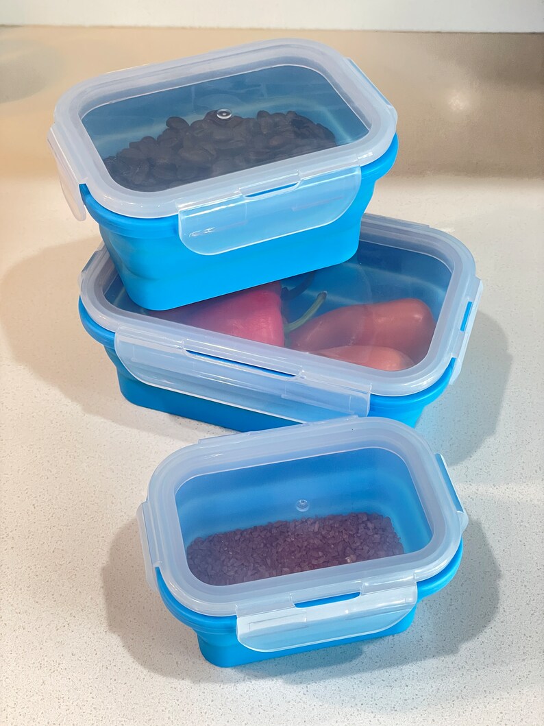 Collapsible Silicone Food Storage Container Combo Pack(3 Units) - Etsy