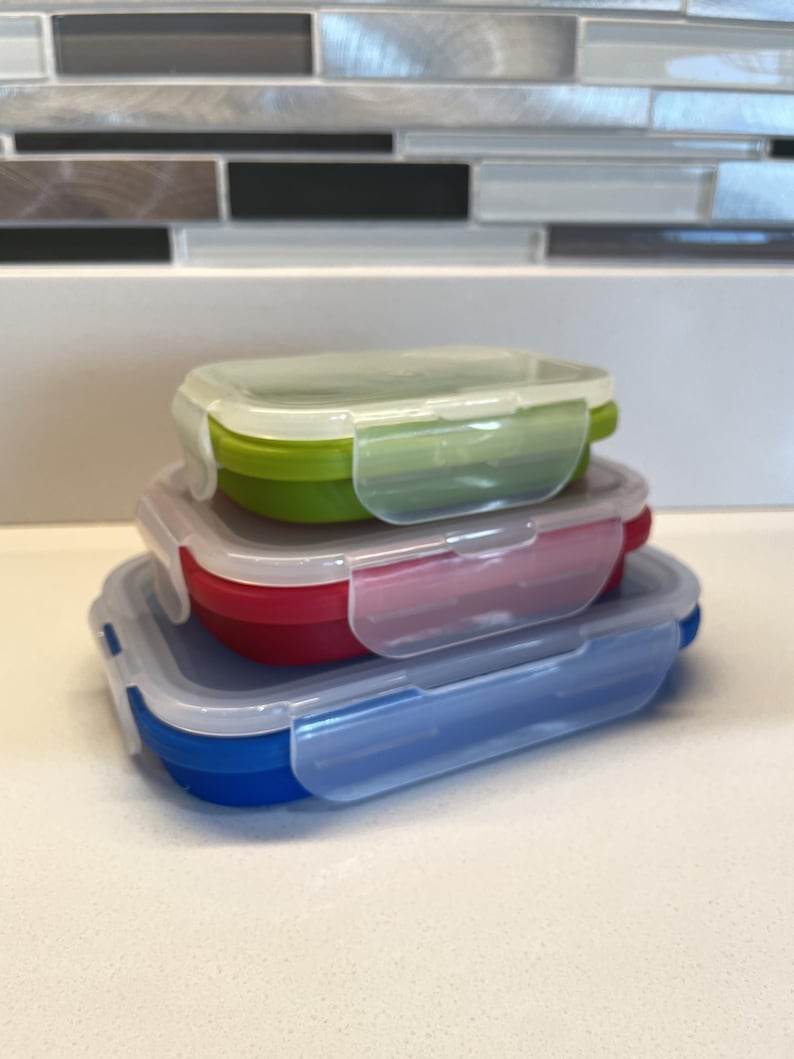 Collapsible Silicone Food Storage Container Combo Pack(3 Units) - Etsy