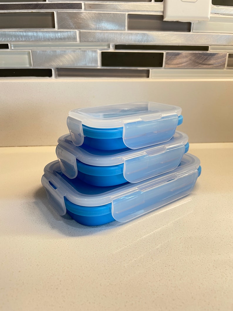 Collapsible Silicone Food Storage Container Combo Pack(3 Units) - Etsy