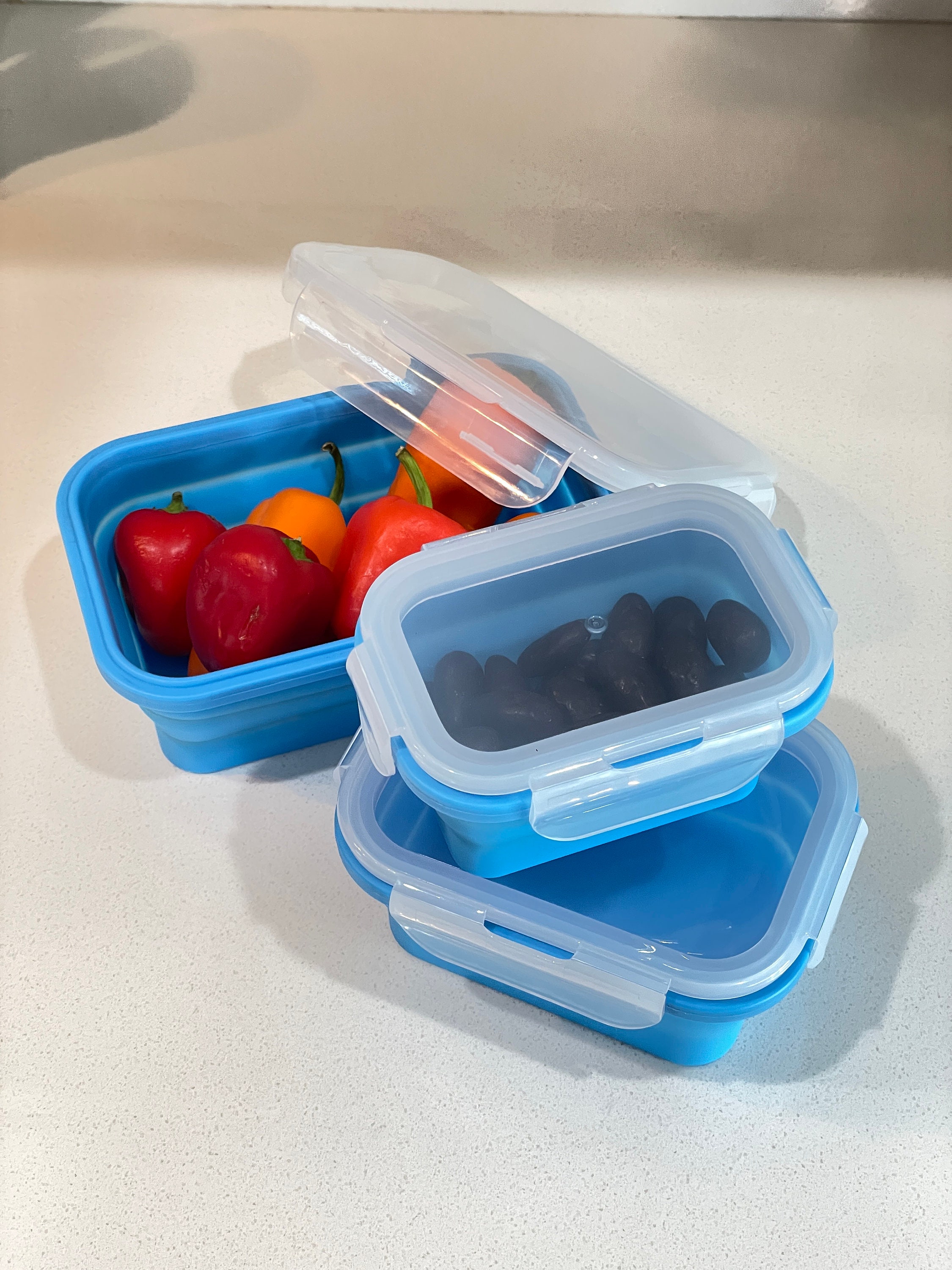 Collapsible Silicone Food Storage Container Combo Pack(3 Units) - Etsy