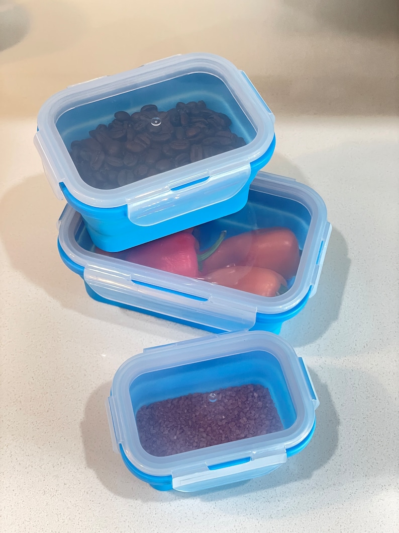 Collapsible Silicone Food Storage Container Combo Pack(3 Units) - Etsy