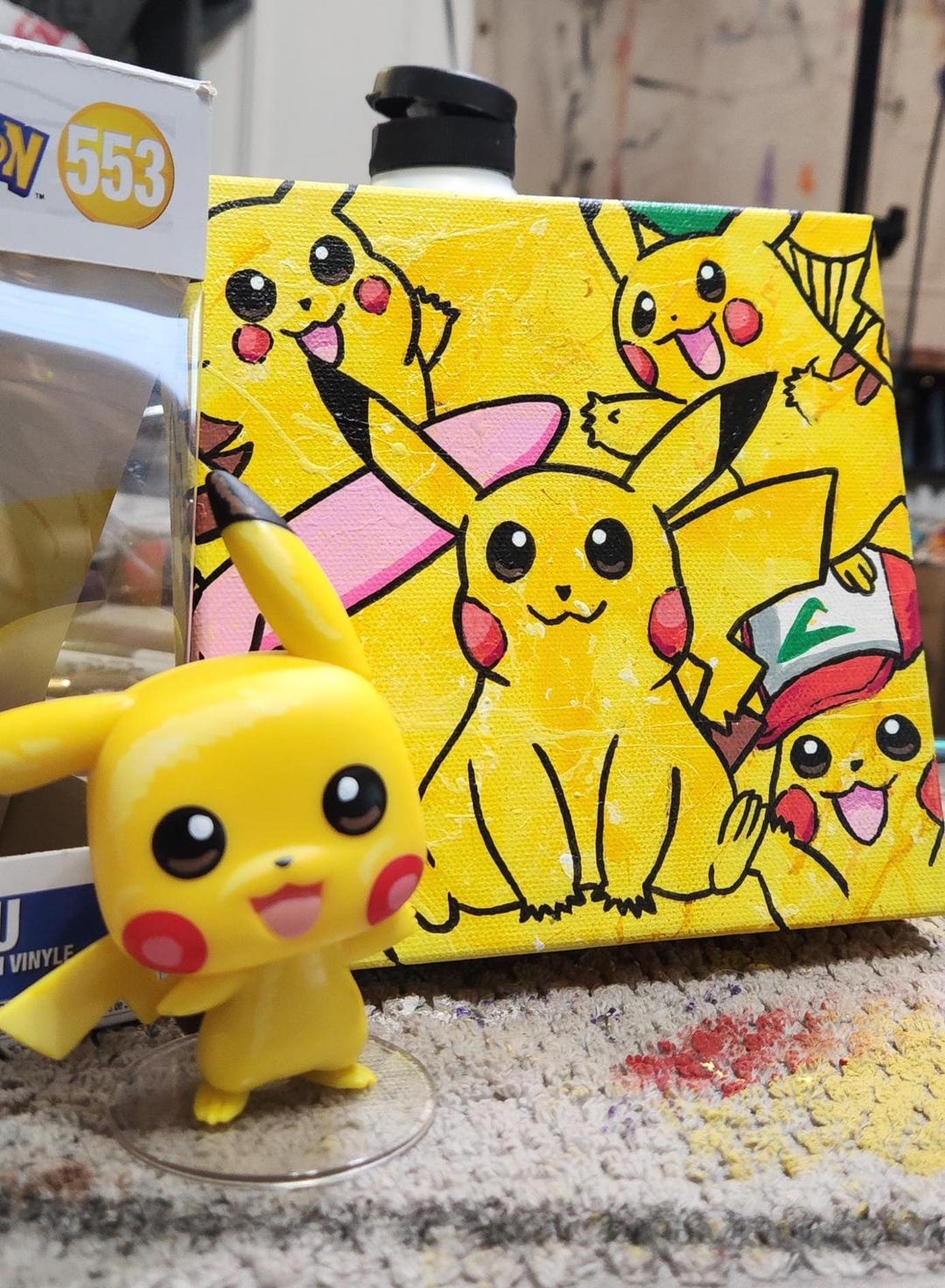 Pikachu Painting + Funko Pop - Etsy