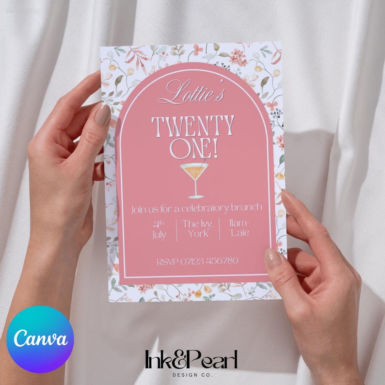 Elegant Floral 21st Birthday Invitation Template (digital Download) - Etsy