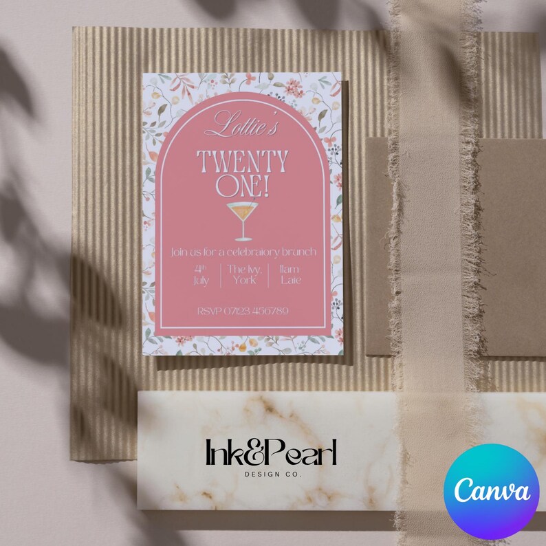 Elegant Floral 21st Birthday Invitation Template (digital Download) - Etsy