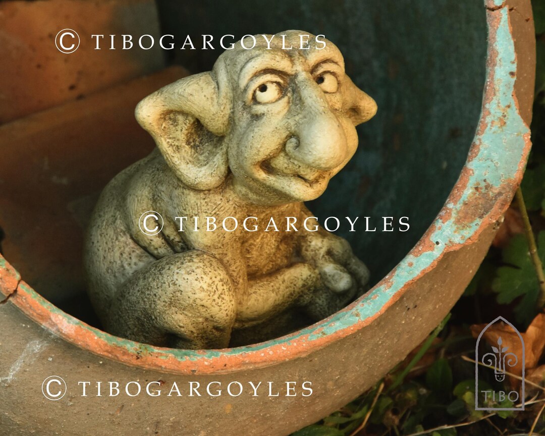 BABEK - Gothic Sculpture - Cast Stone Troll - Whimsical Gargoyle Statue ...