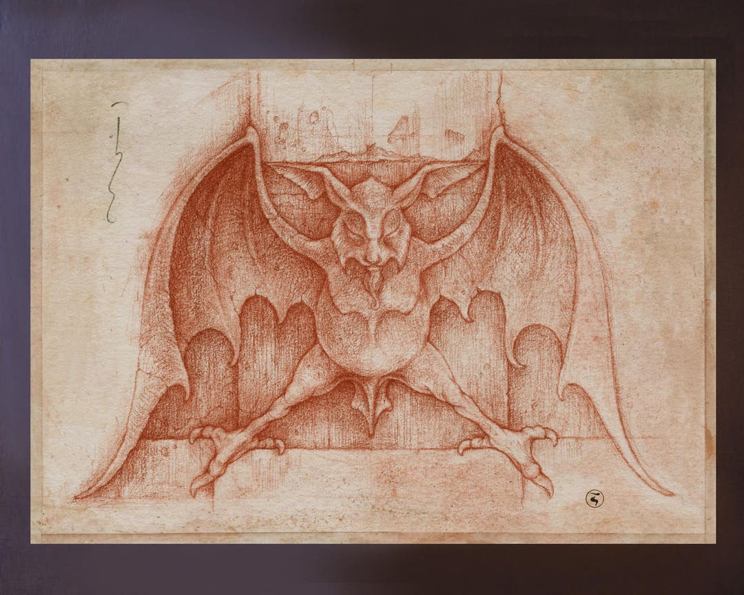 The Bat Drawing Gargoyle Bats Gicleeprint Fantasyart - Etsy
