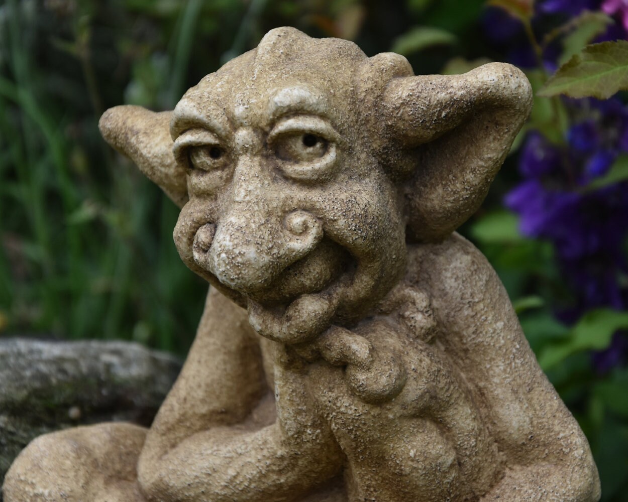 Gargoyle friendly troll MOKE handmade cast stone statue | Etsy