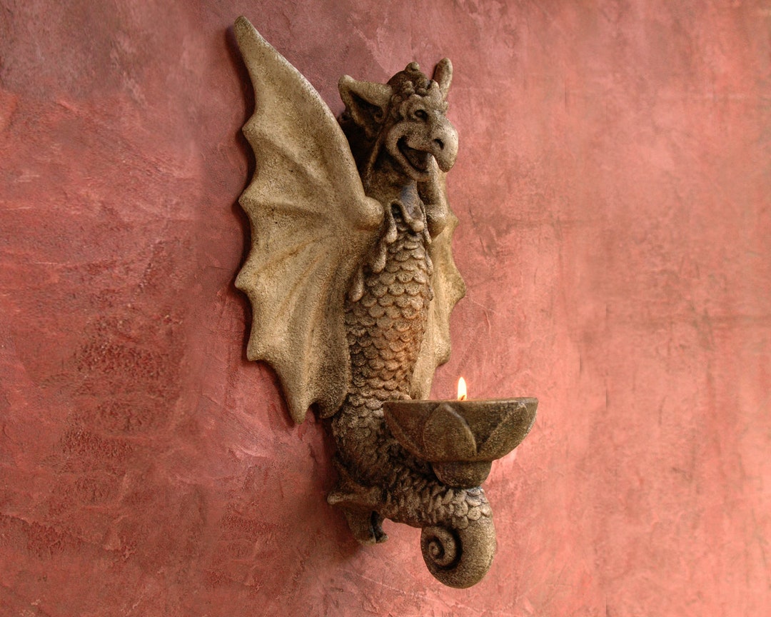 NURF Gargoyle Statue Candle Holder Handcrafted Sculpture Wall ...